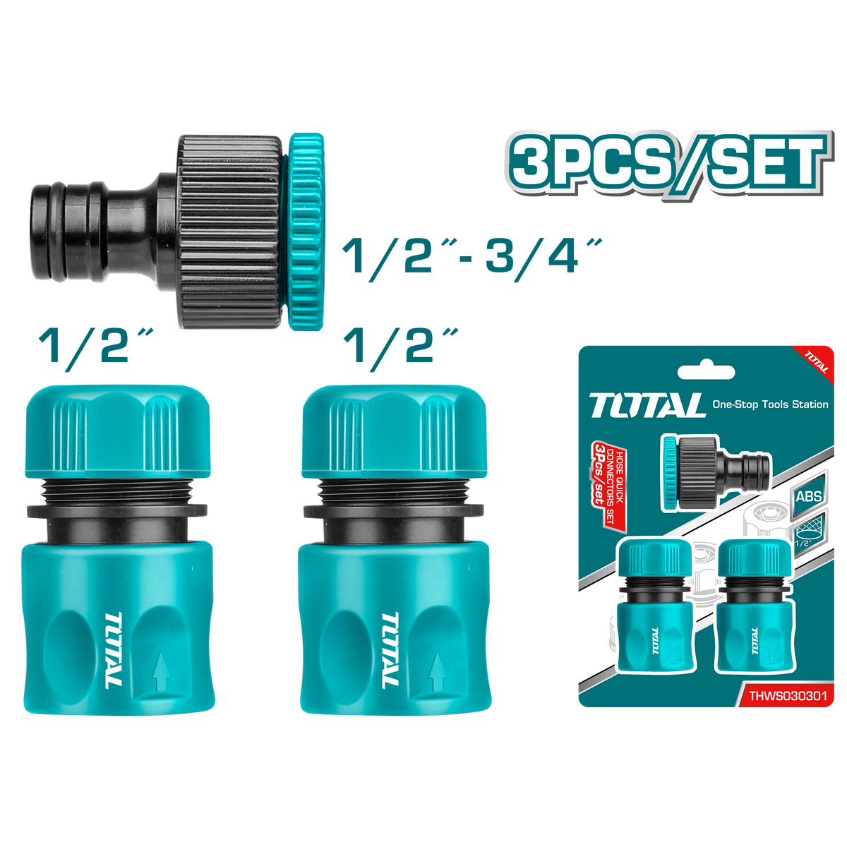 3 Pcs Hose Quick Connectors Set THWS030301 – Total Tools Online